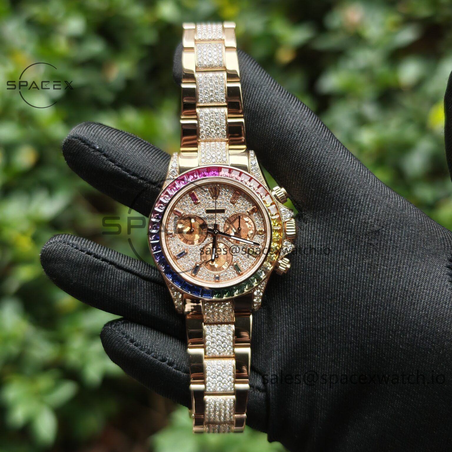 Rolex Daytona Series 116595RBOW Rainbow Di 1:1 Customized 18K Pure Gold ...