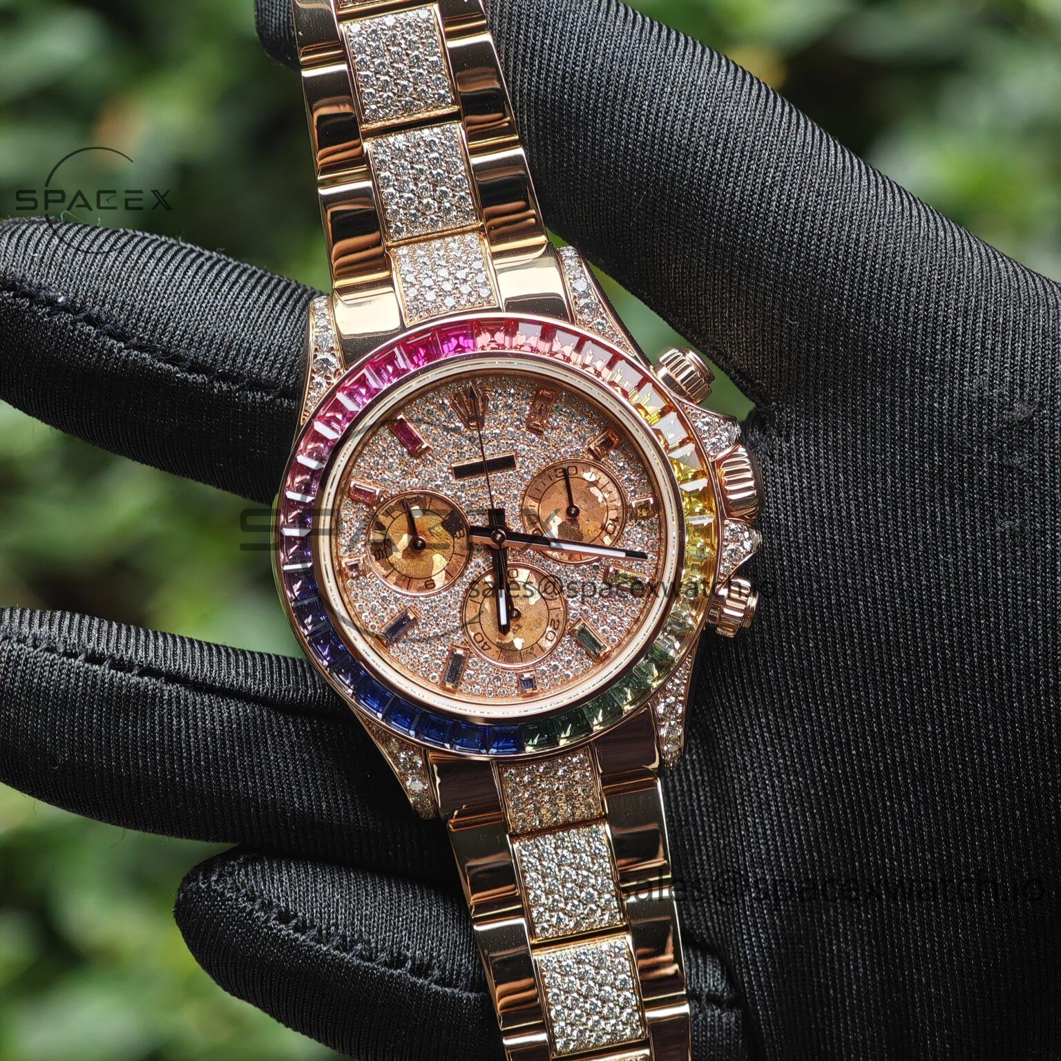Rolex Daytona Series 116595RBOW Rainbow Di 1:1 Customized 18K Pure Gold ...